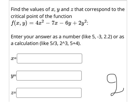 Answered Find The Values Of X Y And Z That… Bartleby