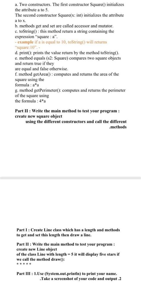 Solved A Two Constructors The First Constructor Square