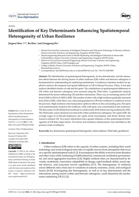 Pdf Identification Of Key Determinants Influencing Spatiotemporal Heterogeneity Of Urban
