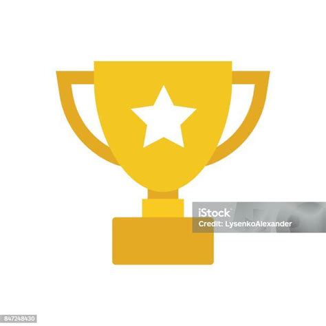 트로피 컵 평면 벡터 아이콘입니다 간단한 상자 기호입니다 골드 그림 흰색 배경에 고립입니다 1에 대한 스톡 벡터 아트 및 기타 이미지 Istock