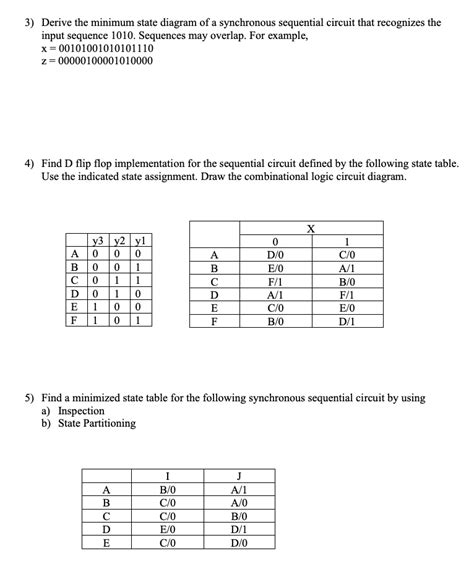Solved 3 Derive The Minimum State Diagram Of A Synchronous Sequential