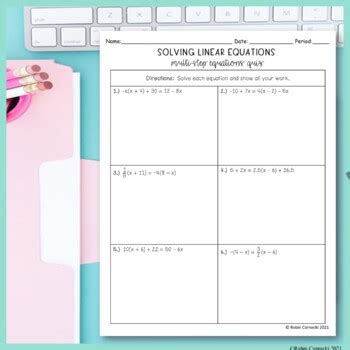 Solving Multi Step Equations Editable Quiz By Robin Cornecki Round Robin Math