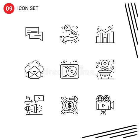 Universal Icon Symbols Group Of 9 Modern Outlines Of Cloud Shopping