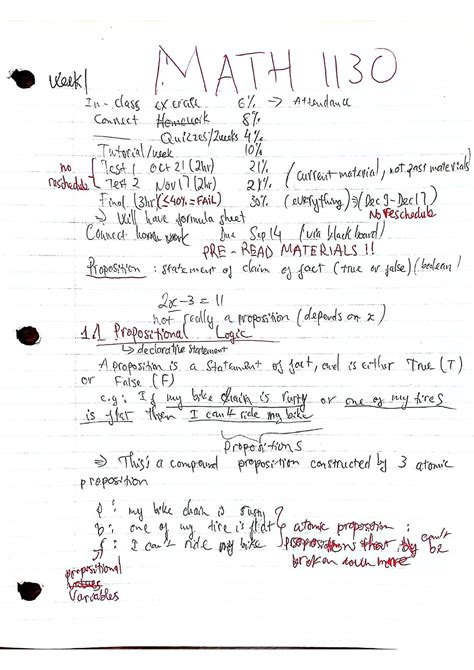 Discrete 1 Notes Propositional Logic MATH 1130 Studocu