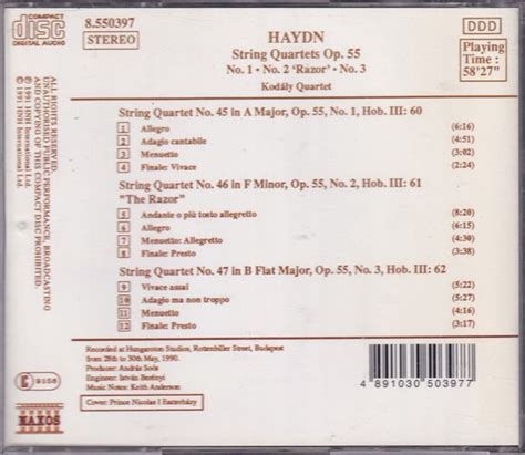 String Quartets Op 55 Nos 1 3 Joseph Haydn Kodály Quartet Kodaly Quartet Muziek Bol