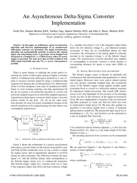 Asynchronous Delta Sigma Implementation An Converter Pdf Analog To Digital Converter