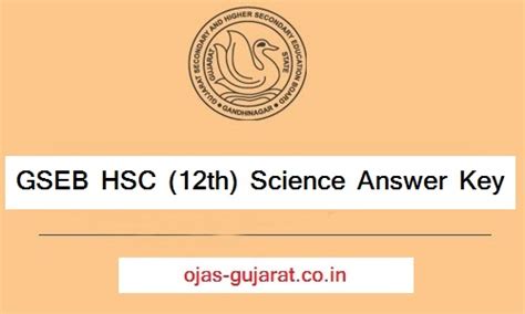 GSEB HSC Th Science Answer Key Paper Solution Gseb Org