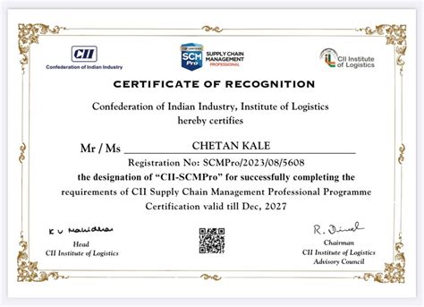 Chetan Kale Cii Scmpro On Linkedin Supplychain Technology Career Certification