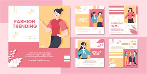 세련된 패션 소셜 미디어 게시물 템플릿 플랫 만화 배경 벡터 일러스트 레이 션 광고에 대한 스톡 벡터 아트 및 기타 이미지 광고 납작 구두 드레스 Istock