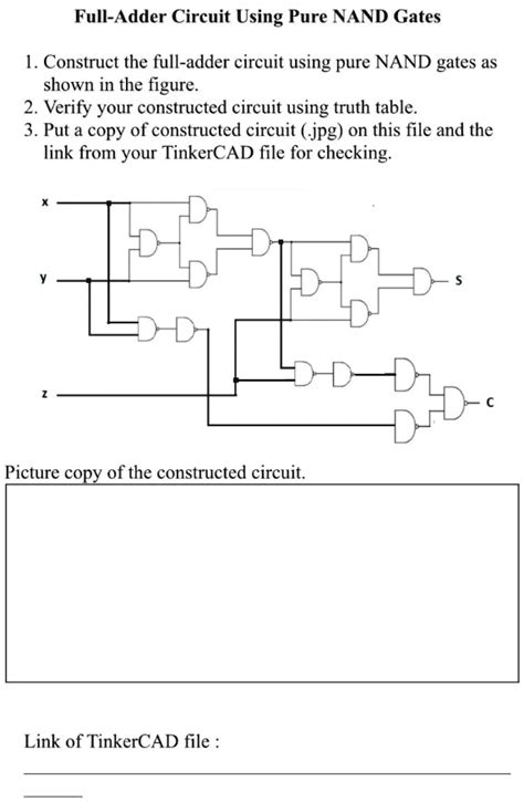 solved using tinkercad construct the full adder circuit provide