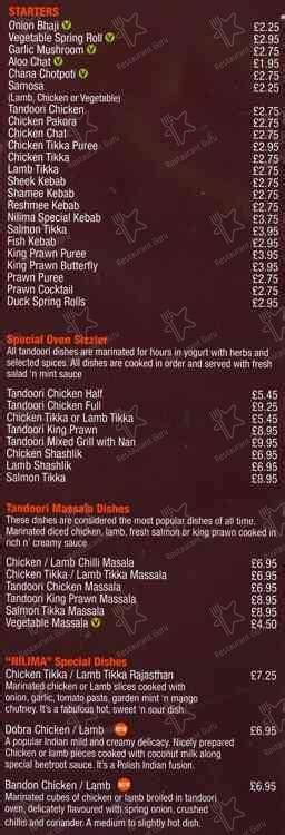 Menu At Nilima Fast Food London