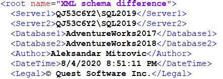 XML Schema Difference Export