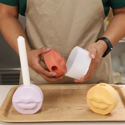 Sexy Lips Candle Holder Silicone Mold For Cement And Plaster Female