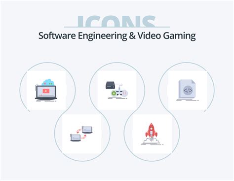 Software Engineering And Video Gaming Flat Icon Pack 5 Icon Design Gaming Console Startup