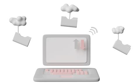 cloud folder icon with laptop computer wifi isolated cloud storage download data transfering