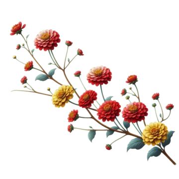 Yellow And Red Flowers Row Yellow Red Flowers Row PNG Transparent Image And Clipart For Free