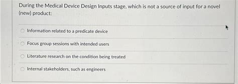 Solved During The Medical Device Design Inputs Stage Which