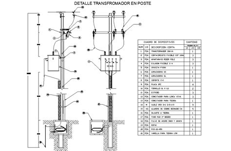 Three Phase Transformer Pole Autocad File Cadbull