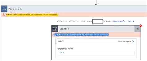 power automate actionfailed an action failed no power platform