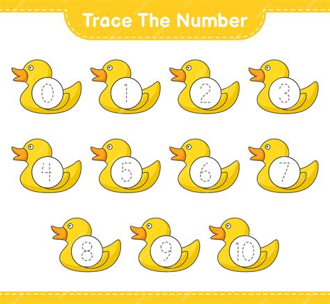 Premium Vector Trace The Number Tracing Number With Rubber Duck
