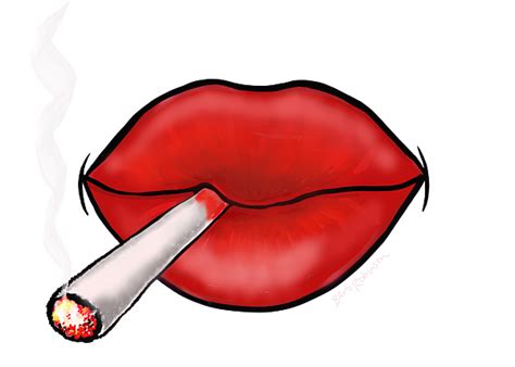 Lips With Smoke Drawing