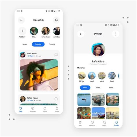 Flutter App UI Challenge BeSocial Home Profile Screen Social App Design App Interface