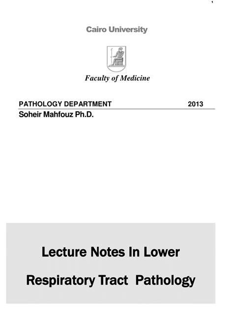 Pdf Lecture Notes In Lower Respiratory Tract Pathology