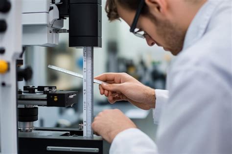 A Scientist Adjusting A Measuring Device In A Laboratory Premium Ai