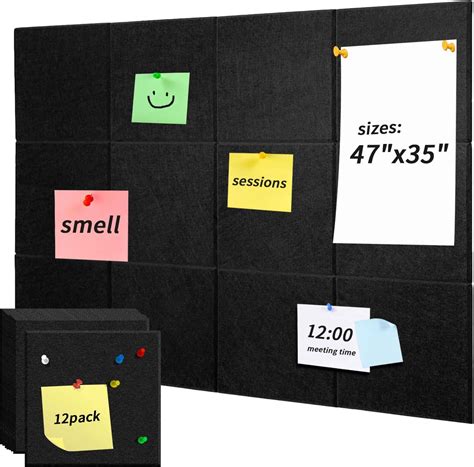 Foccts 12 Pcs 11 8 X 11 8 Felt Bulletin Board Black