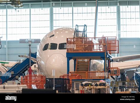 Manufacturing Production Line For The New Boeing 787 10 Dreamliner