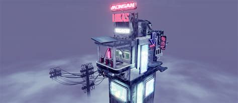 Artstation Cyberpunk Stylized Gas Station Blender 3 To Unreal