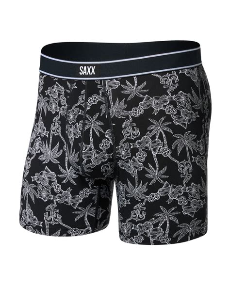 Daytripper Comfort Stretch Boxer Brief Tropical Tattoo Black Saxx