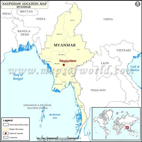 Where Is Naypyidaw Location Of Naypyidaw In Myanmar Map