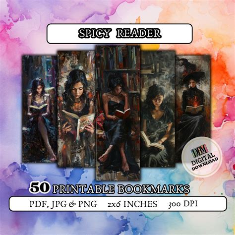 50 Spicy Reader Printable Bookmarks Digital Bookmarkdesign Bookmarks