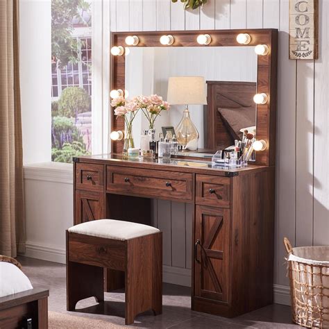 User Manual For Jxqtlingmu 43 Makeup Vanity Desk With Mirror And Lights