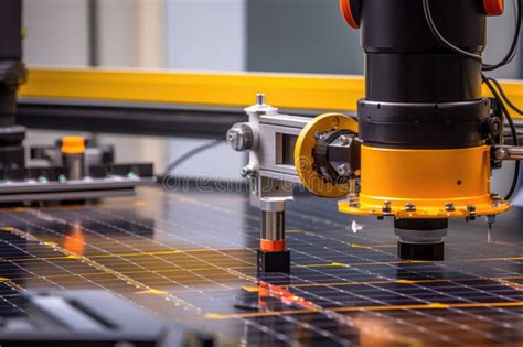 Precision Equipment Used For Solar Cell Alignment During Assembly Stock