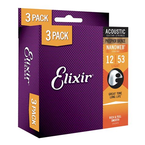 Elixir Strings Acoustic Guitar Strings Phosphor Bronze With Nanoweb