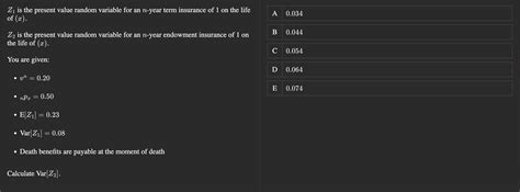 solved z1 is ﻿the present value random variable for
