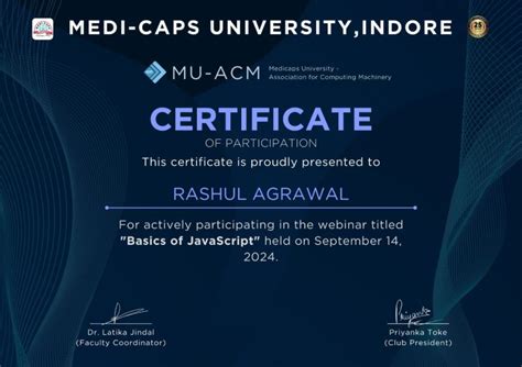 Rashul Agrawal On Linkedin Basic Java Script Certificate By Medicaps