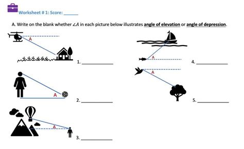 Angle Of Elevation And Depression Worksheet Doc