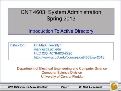 ppt cnt 4603 system administration spring 2013 introduction to active directory powerpoint
