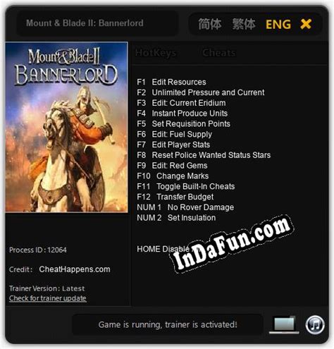 Mount And Blade Ii Bannerlord Cheats Trainer 14 [