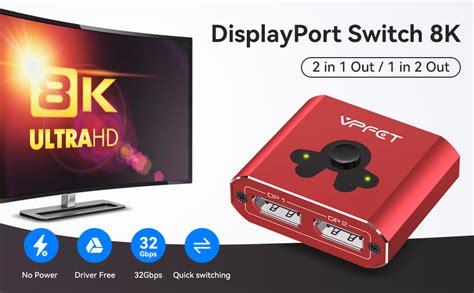 Amazon Com DisplayPort Switch K Splitter Bidirectional DP Switcher Box In Out In