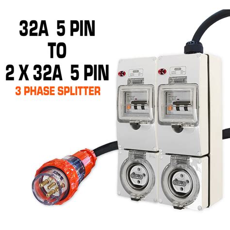 3 Phase Adaptor 32a To 2x32a Splitter With Rcbo Eventpower Equipment