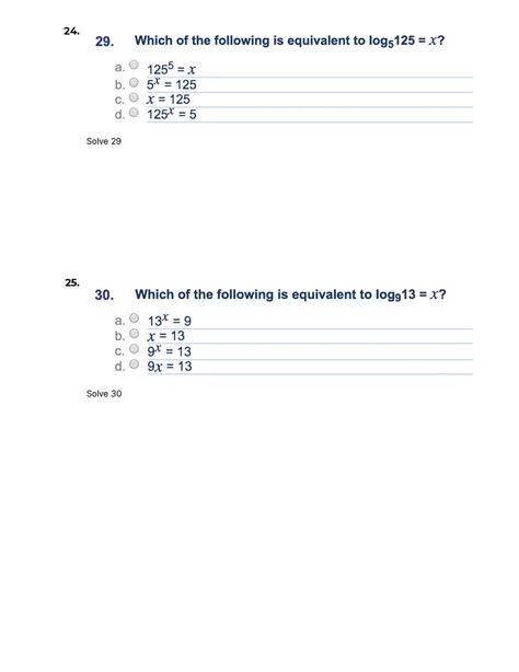 Algebra 2 Logarithms Quiz Shop