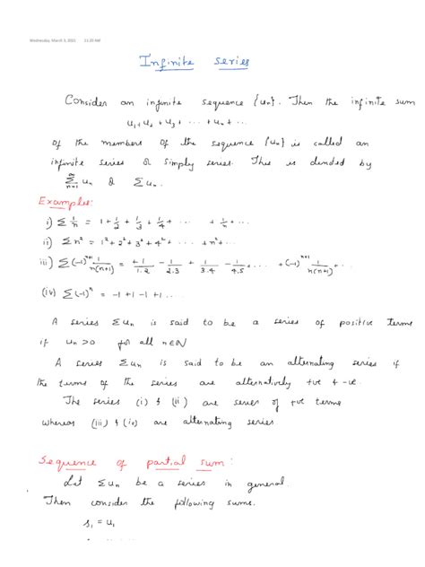 Infinite Series Full Notes By Mam Pdf
