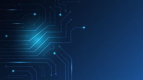 하이테크 디지털 회로 기판 Ai 패드 및 파란색 조명 배경에 연결된 전기 라인 프리미엄 벡터