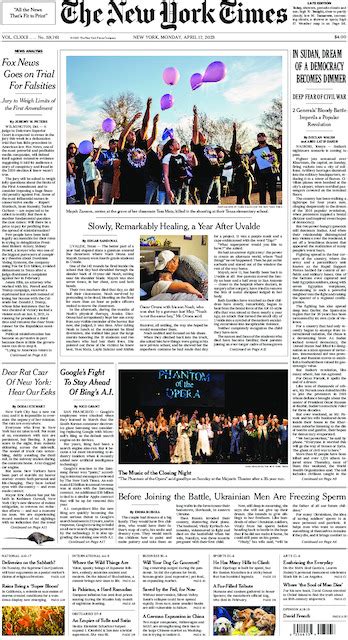 The New York Times International Edition in Print for Tuesday, April 18 ...