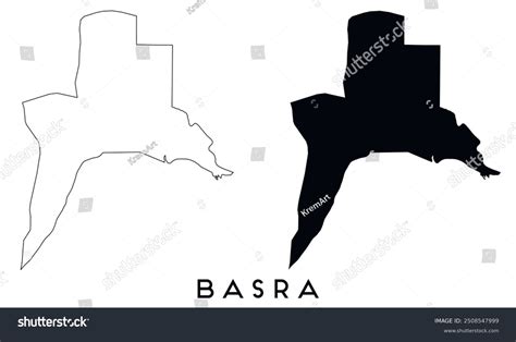 Basra Map Outline Black Silhouette Vector Stock Vector Royalty Free