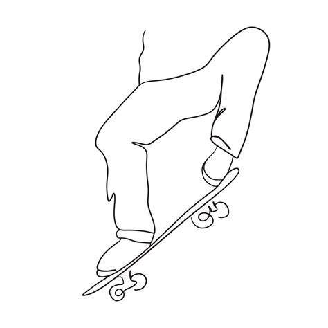 Skateboard Line Art Skater Outline Drawing Simple Sketch Outdoor